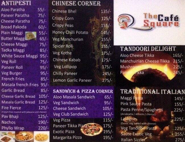 The Cafe Square Menu, Menu for The Cafe Square, Bhawar Kuan, Indore ...