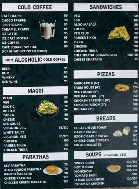 Menu of The Cafe Square, Bhawar Kuan, Indore