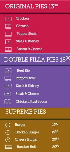 Menu At King Pie Restaurant George Garden Route Mall