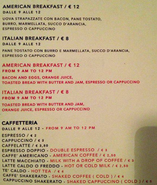 Menu at Ris Cafè pub & bar, Rome