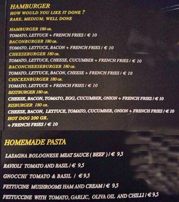 Menu at Ris Cafè pub & bar, Rome