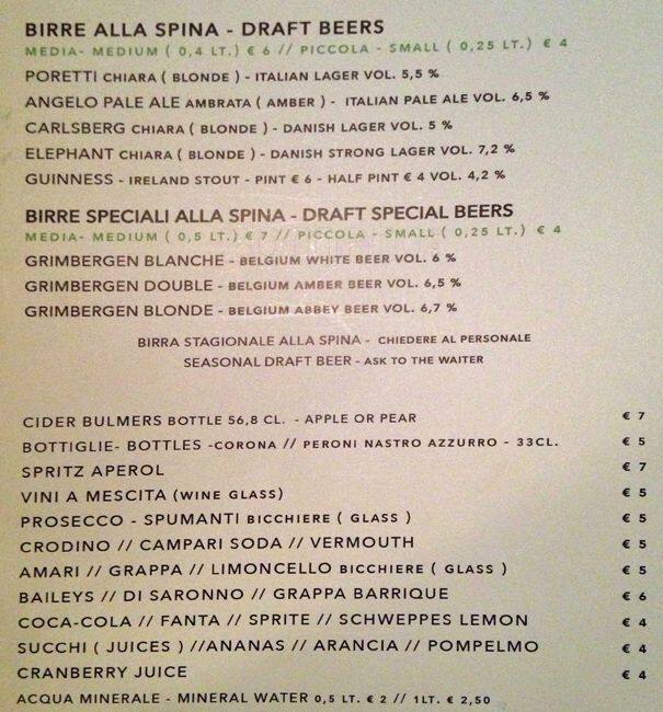 Menu at Ris Cafè pub & bar, Rome