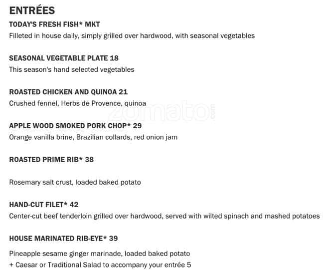 Menu at Bartlett's Restaurant, Austin