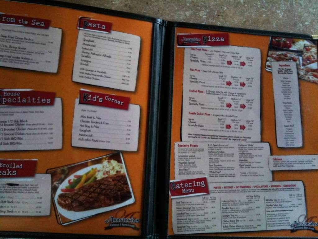 Menu at Anastasias Restaurant-Sports Lounge & Banquet, Antioch