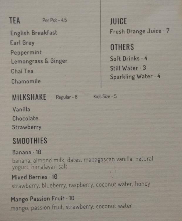 Menu at Cooper and Milla's restaurant, Toorak