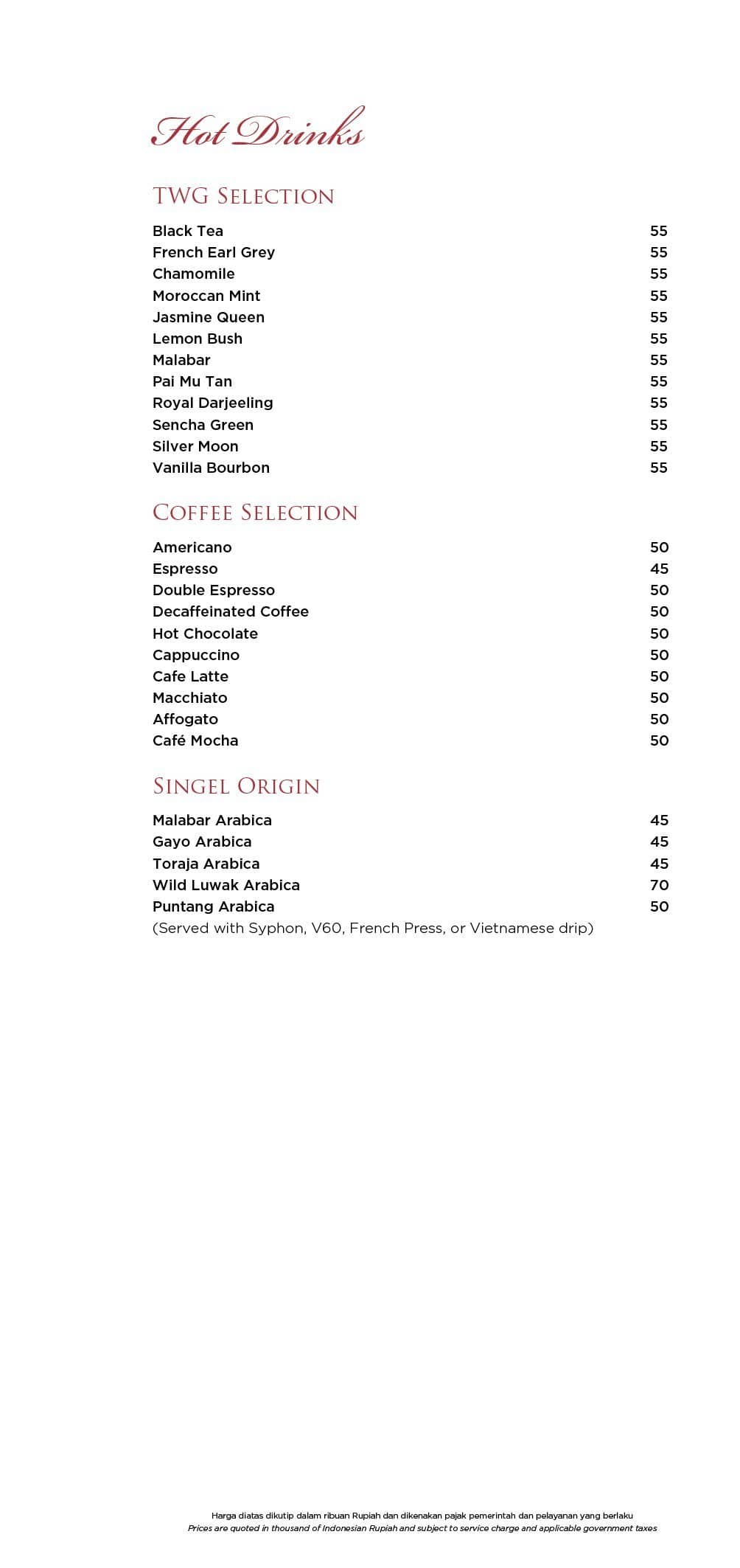 Menu at The 18th Restaurant and Lounge, Bandung