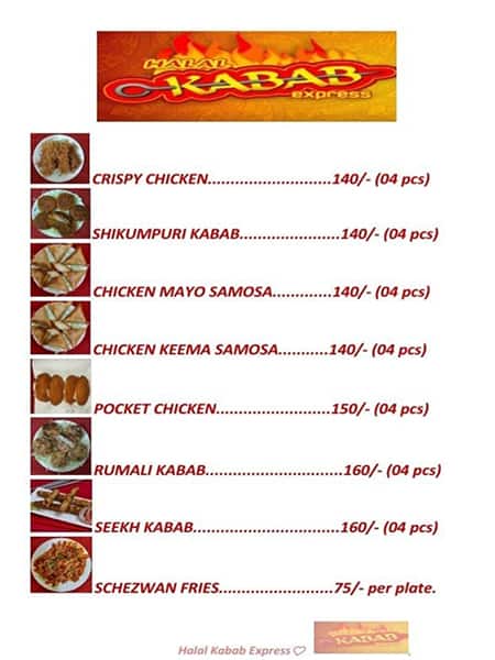 Menu of Halal Kebab Express, Kharghar, Navi Mumbai