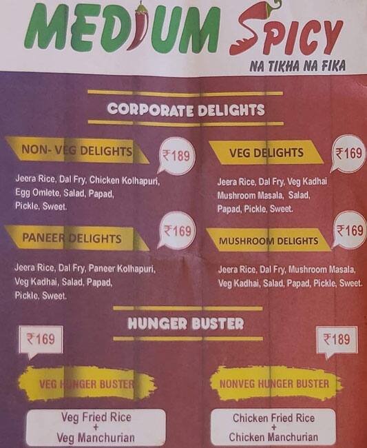 Menu of Medium Spicy, Kalwa, Thane