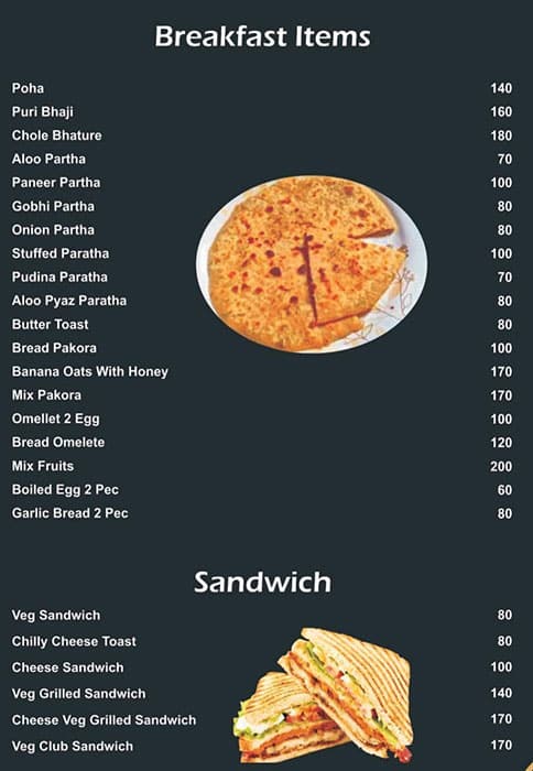 Menu at The Terrace, Rishikesh