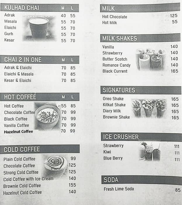 Menu of Cha Sha, Civil Lines, Ludhiana