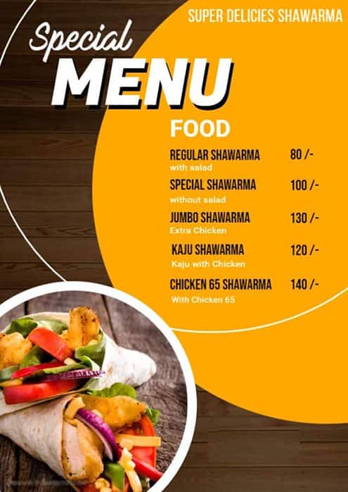 Menu of Super Delicious Shawarma, Medchal Road, Hyderabad