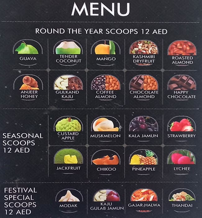 Menu of Old Mumbai Ice Cream, Al Karama, Dubai