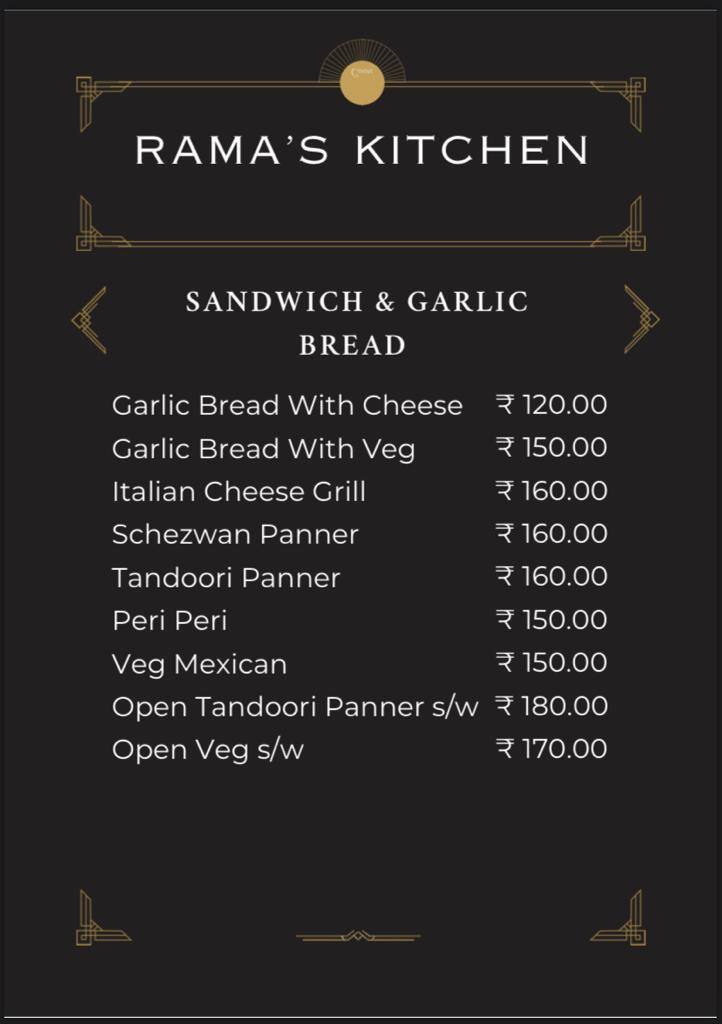 Menu of Rama's Kitchen, Wardhaman Nagar, Nagpur