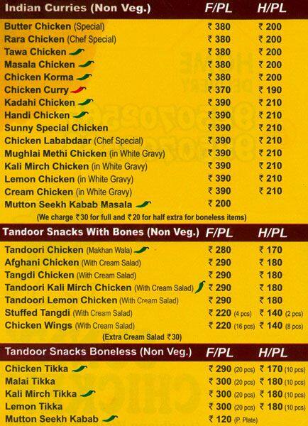Sunny Chicken Menu, Menu for Sunny Chicken, Krishna Nagar, New Delhi ...