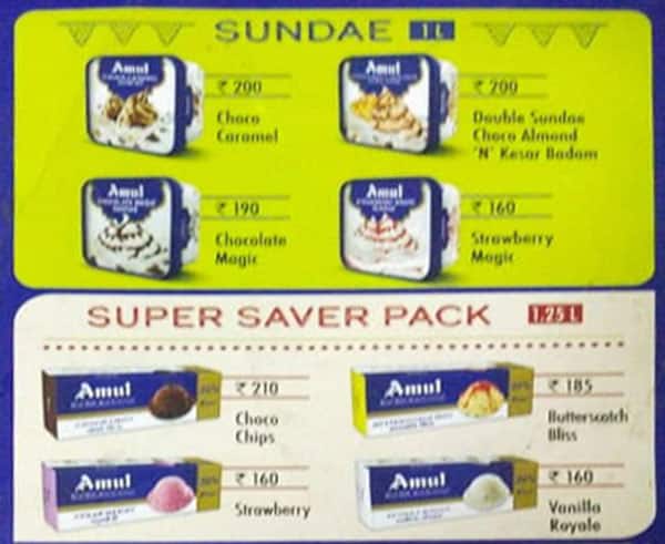 Menu at Amul Ice Cream Parlour, Thane, Shop 71
