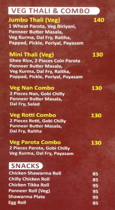 Menu at The Paramount, Bengaluru, 3rd Floor