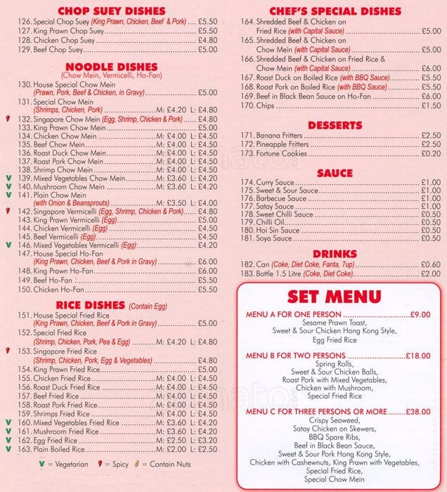 Menu at Fortune Star fast food, London, 266 Norwood Rd