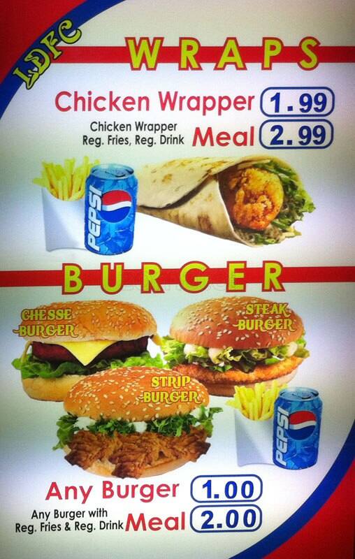 Menu at LDF Chicken restaurant, Dagenham, 762 Green Ln