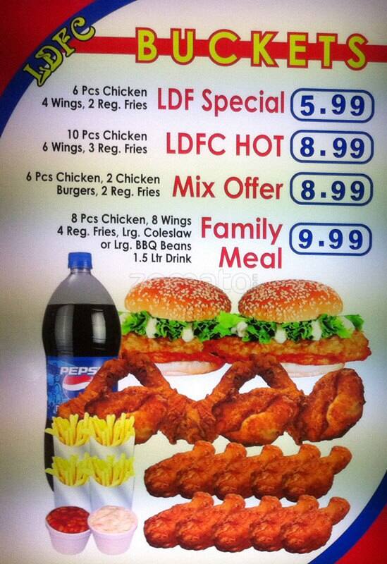 Menu at LDF Chicken restaurant, Dagenham, 762 Green Ln