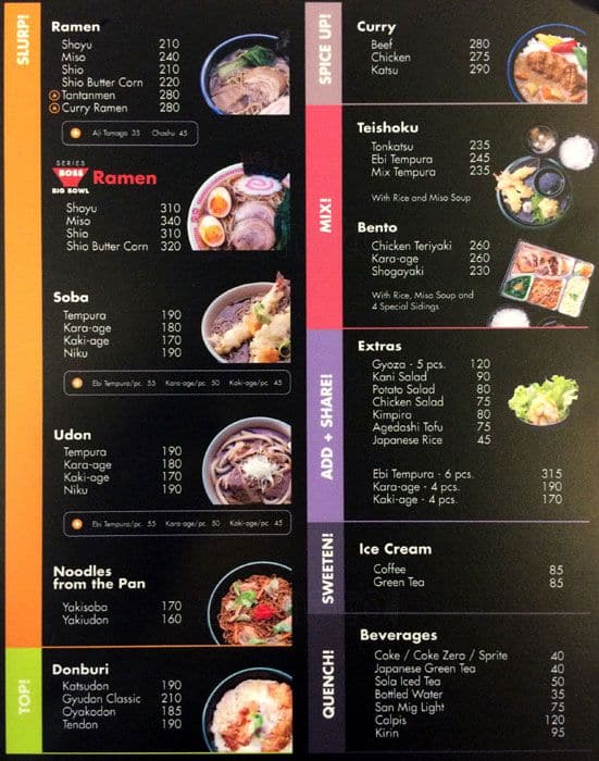 Carta del restaurante Moshi Koshi Noodle Boss, Ciudad Quezon, SM City ...