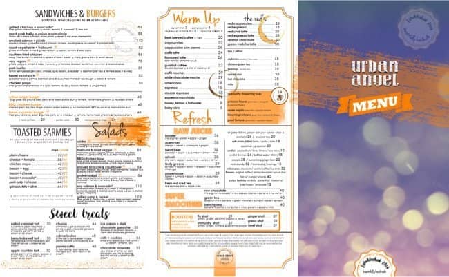 Menu at Urban Angel Cafe, Randburg, 134 Kayburne Ave