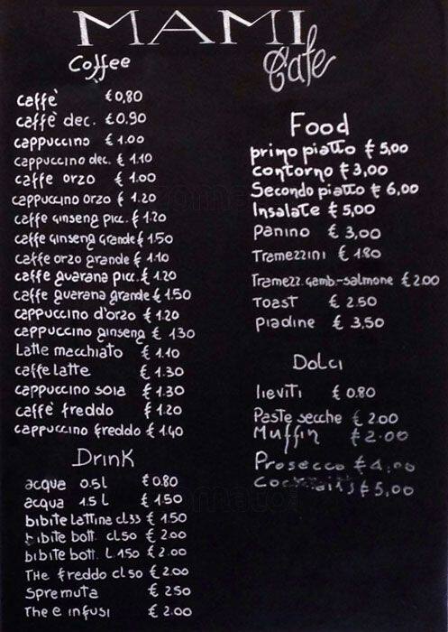 Mami Caffè a Roma: Foto del Menu con Prezzi - Zomato Italia