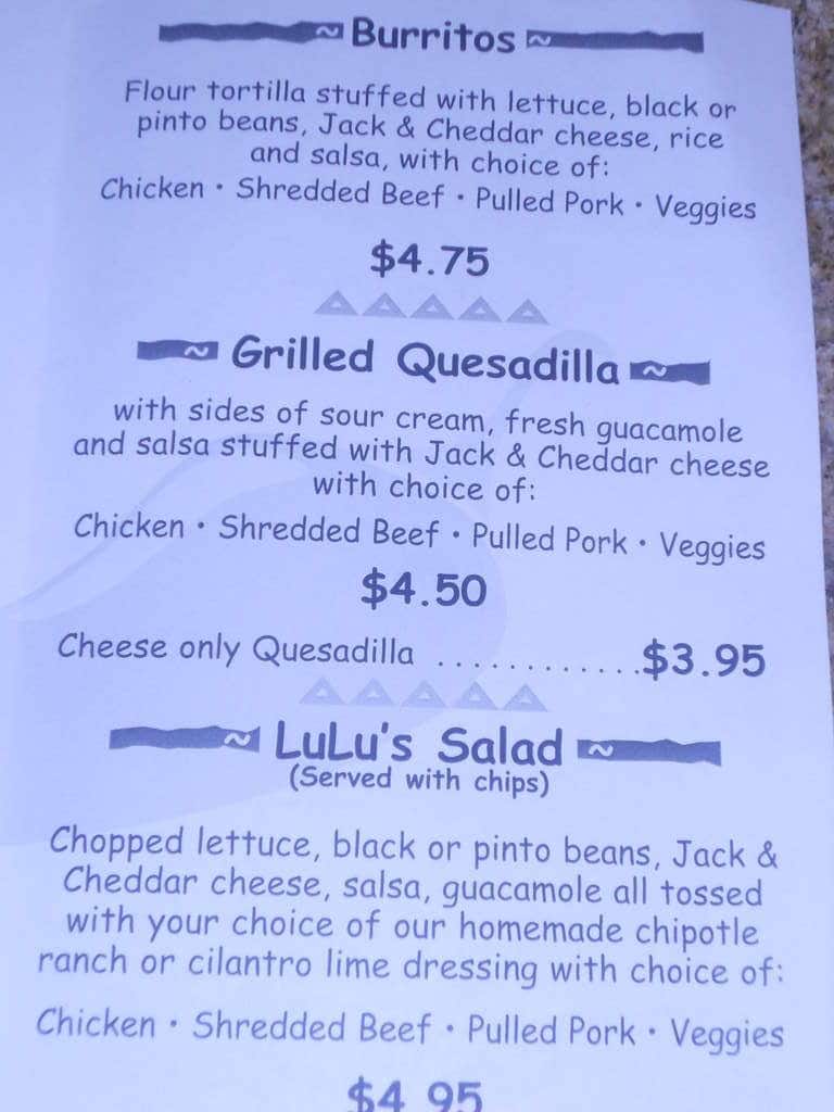 Lulu's Fresh Mexican Grill Menu - Urbanspoon/Zomato