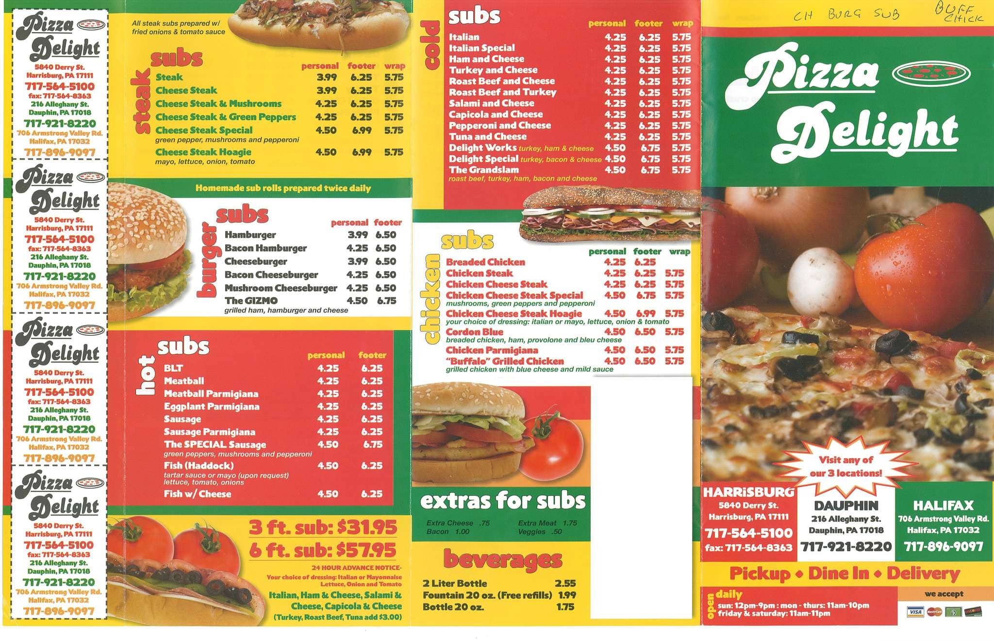 Menu at Dauphin Pizza pizzeria, Dauphin