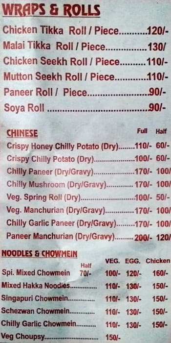 Menu of The Kitchen, Rohini, New Delhi