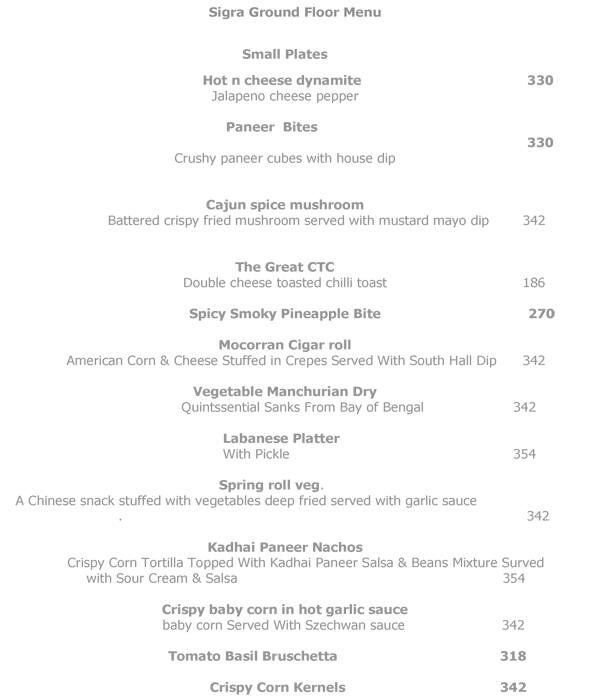 Menu at Bianca Cafe - Hotel Castillo, Varanasi