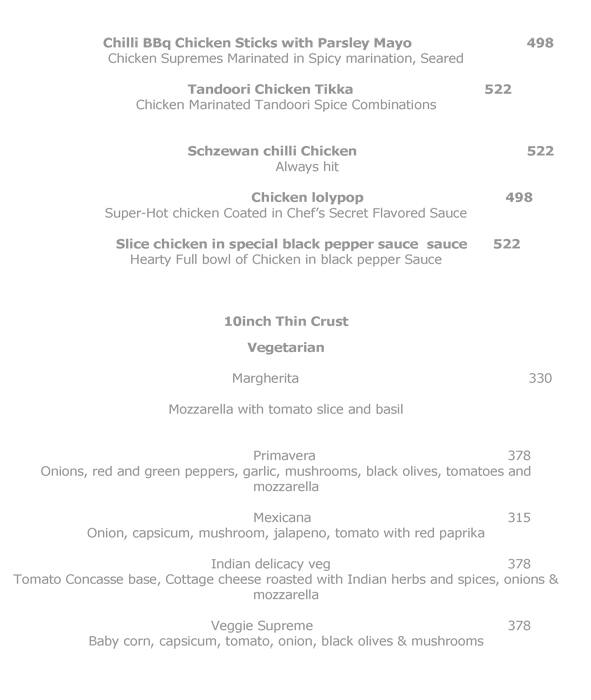 Menu at Bianca Cafe - Hotel Castillo, Varanasi