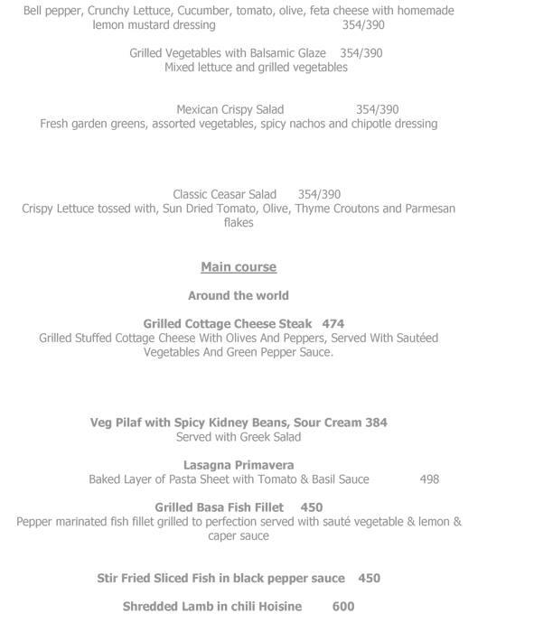 Menu at Bianca Cafe - Hotel Castillo, Varanasi