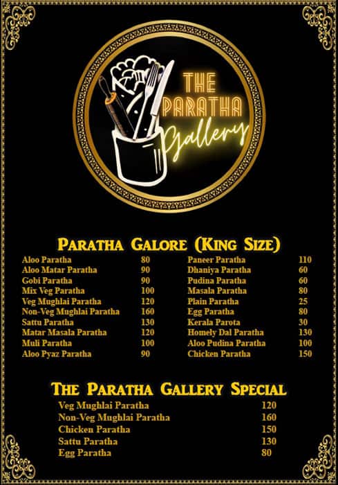 Menu at THE PARATHA GALLERY, Bengaluru