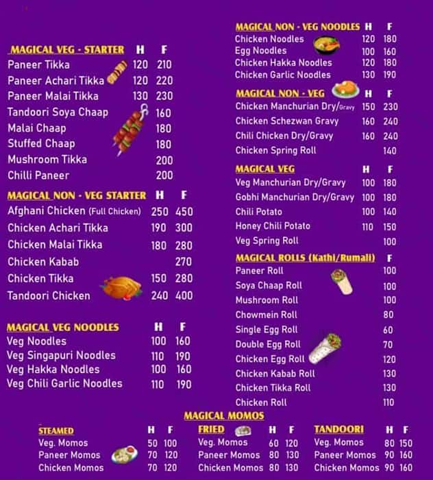 Menu of Magic@Food, Sector 26, Noida