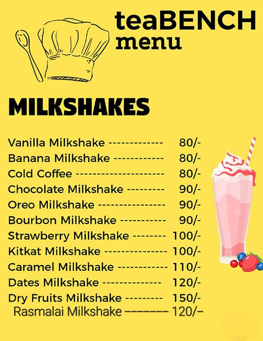 Menu of Tea Bench, KR Puram, Bangalore
