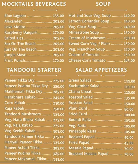 Menu of Kadhai, Gulbai Tekra, Ahmedabad