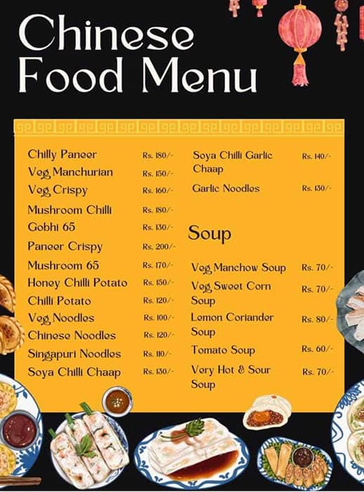 Menu of The Naivedyam Cafe, GT Road, Amritsar