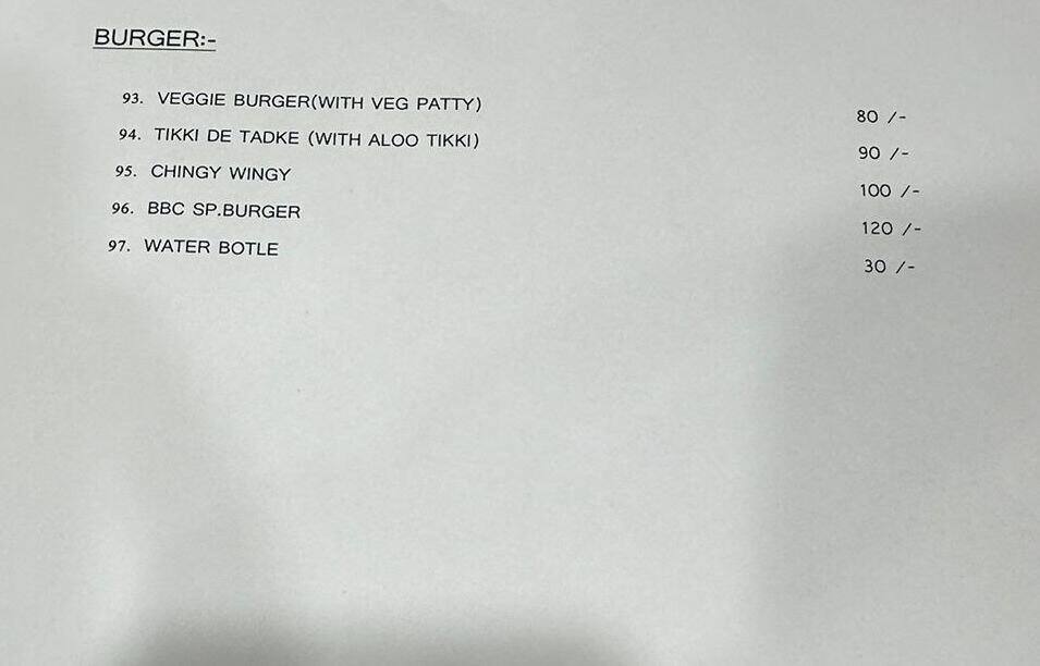 Menu of Baar Baar Coffee, Gota, Ahmedabad