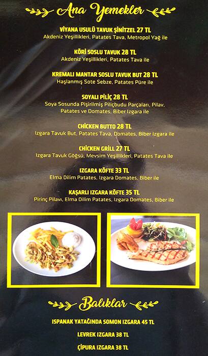 Menu at Gemi Hanedan Cafe Nargile, Istanbul