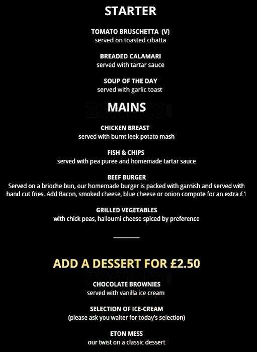 Menu at Hudson's House - St Giles Hotel pub & bar, London