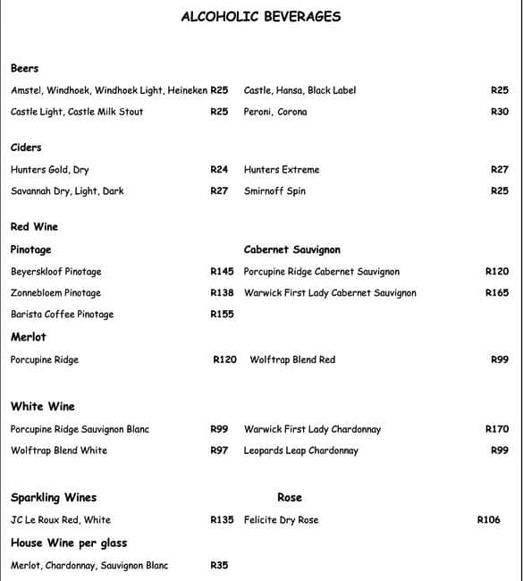 Menu at Kalk Bay Food Market cafe, Cape Town, 110 Main Rd