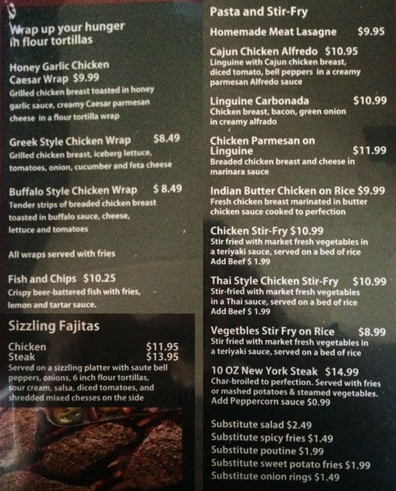 Menu at Smilin' Jacks Bar & Grill, Toronto, Lawrence Ave E