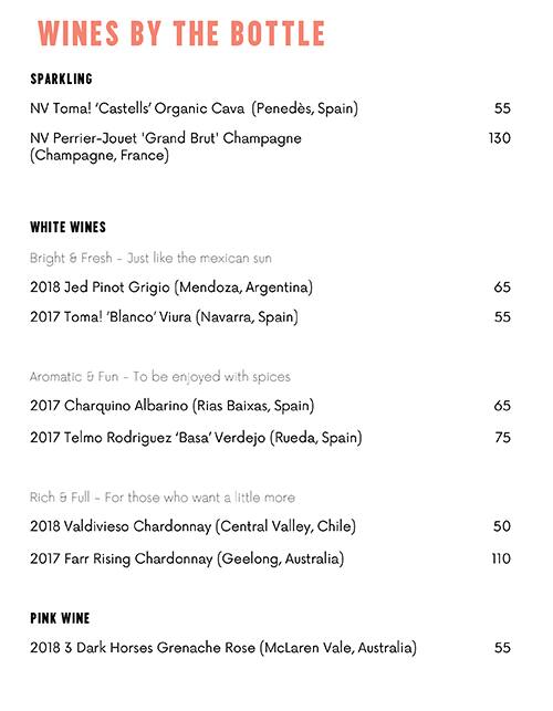 Menu at The Black Toro restaurant, Glen Waverley