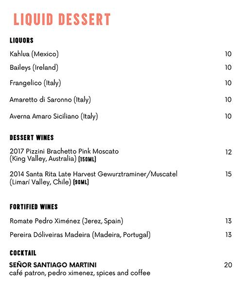 Menu at The Black Toro restaurant, Glen Waverley