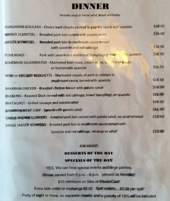 Menu at DJ's Bistro restaurant, Concord