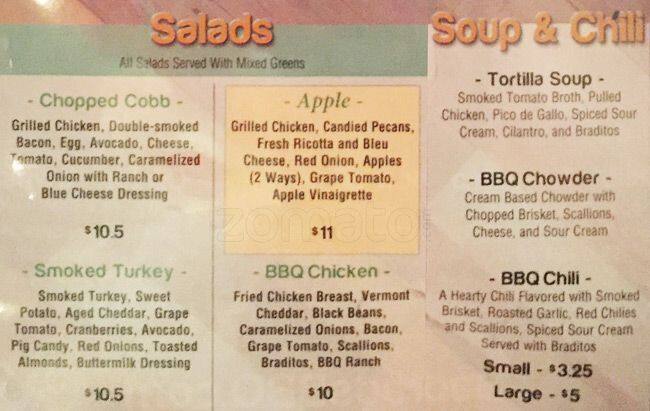 Menu at Bad Brads BBQ, Shelby charter Township