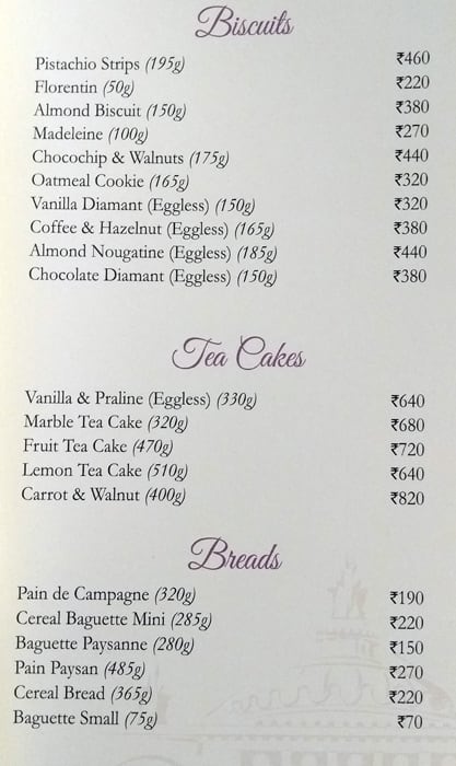 Menu at L’Opéra by PVR, New Delhi