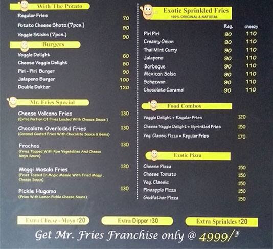 Menu at Mr. Fries, Mumbai, Shop 7