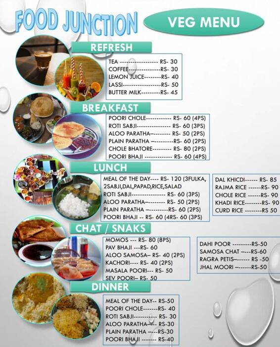 Menu of Food Junction, HBR Layout, Bangalore