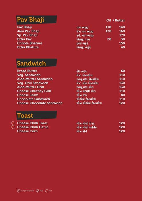 Menu at HUNGRY-LA, Gandhinagar
